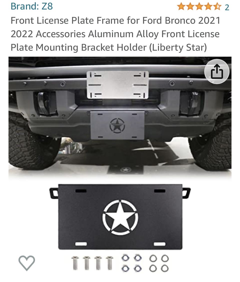 Brand New Front License Plate Bracket - Bronco Nation